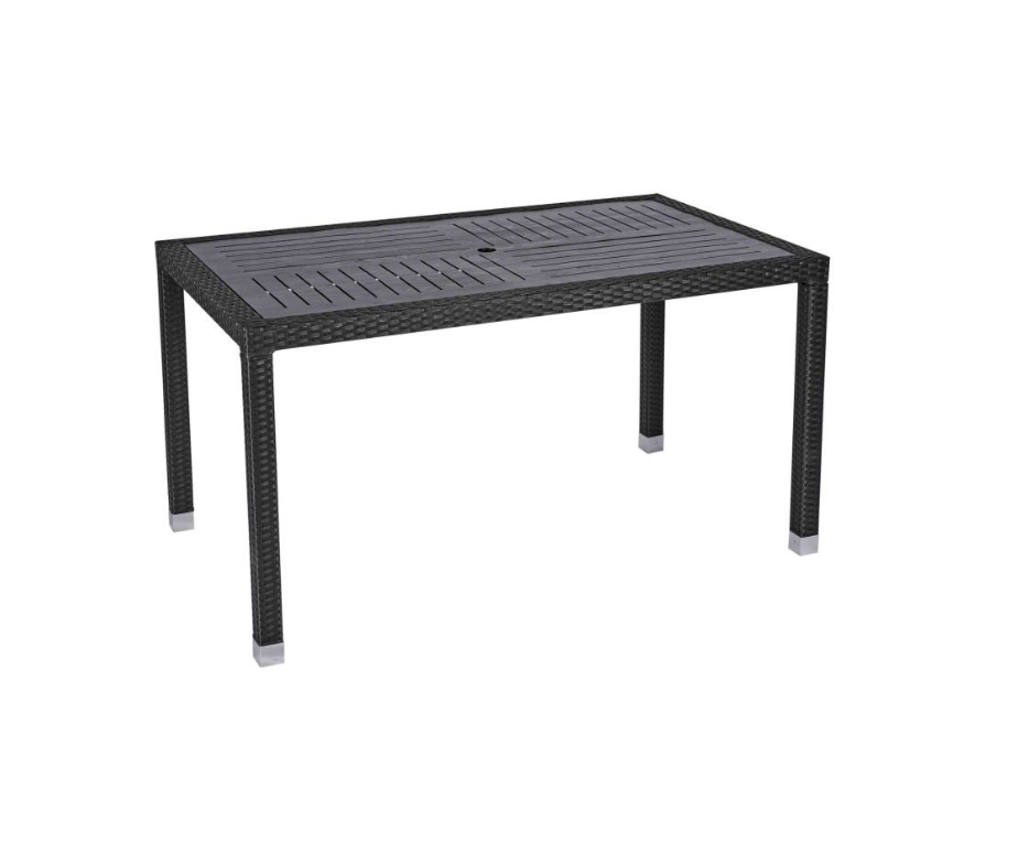 Genoa Brown Plastic Weave Tables With Black Non Wood Tops - UK Stock